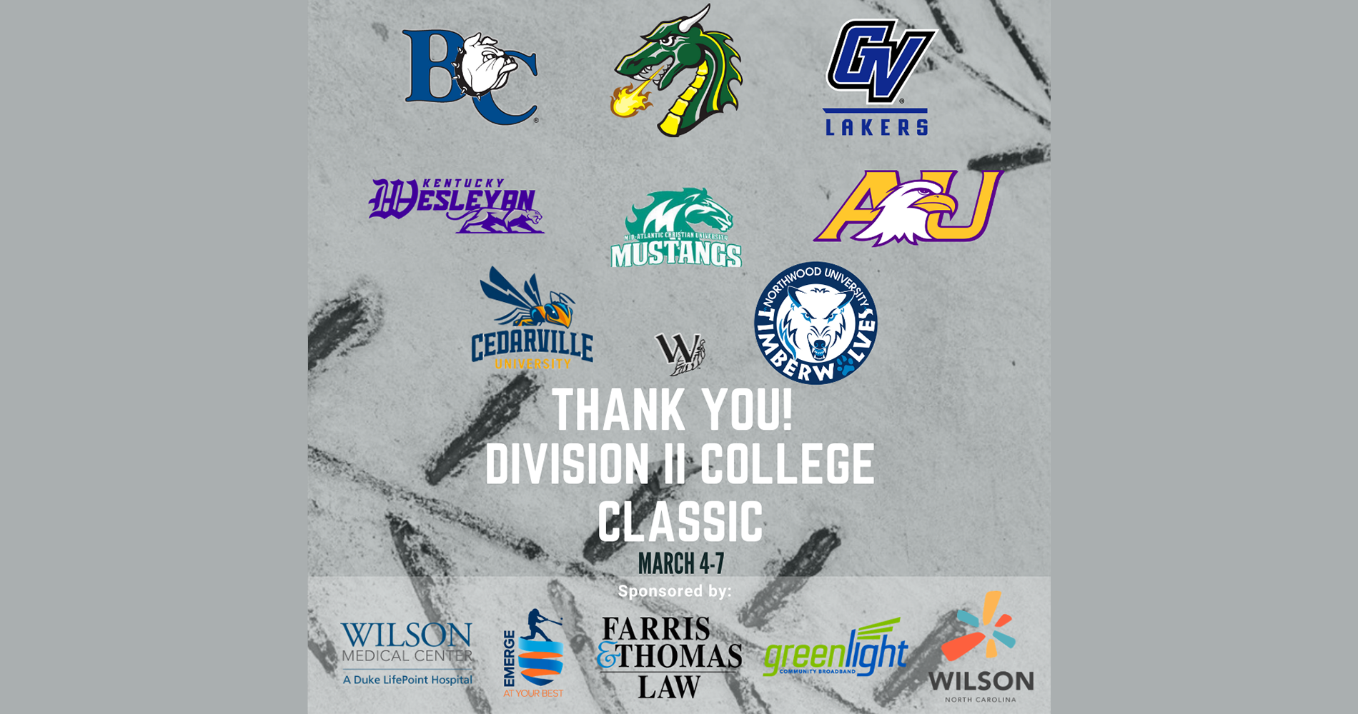 Thank You to All the Teams from the Division II College Classic!